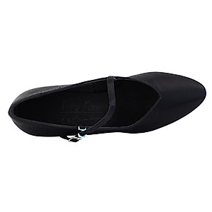 Very Fine Dancesport Shoes Ladies' Standard & Smooth Closed Toe Dance for Salsa Latin Tango Ballroom Dancing with Ankle Strap 2 in Slim Heel 1 Pair of Protectors Bundle (Black Satin, Numeric_9)