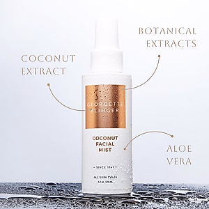 Georgette Klinger Coconut Facial Mist - Hydrating, Long-Lasting Makeup Setting Spray with Moisturizing Antioxidants for Dewy Matte Face, Protects and Plumps Dehydrated Skin - 4.2 oz