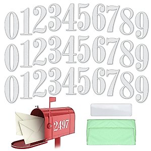 3 Pack Mailbox Numbers 0-9, Waterproof 3 Inch Reflective Sticker Decal, Self Adhesive Mailbox Number for Signs, Door, Cars, Trucks, Home, Business, Address Number (3inch 3PCS)