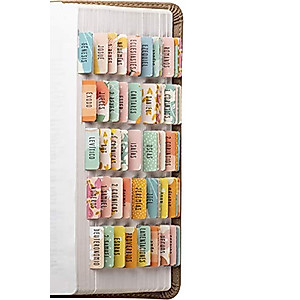 DiverseBee Spanish Bible Tabs (Large Print, Easy to Read), Bible Journaling Book Tabs, Christian Gift, 66 Bible Tabs Old and New Testament, Includes Catholic Books and 9 Blank Tabs - Alegria Theme