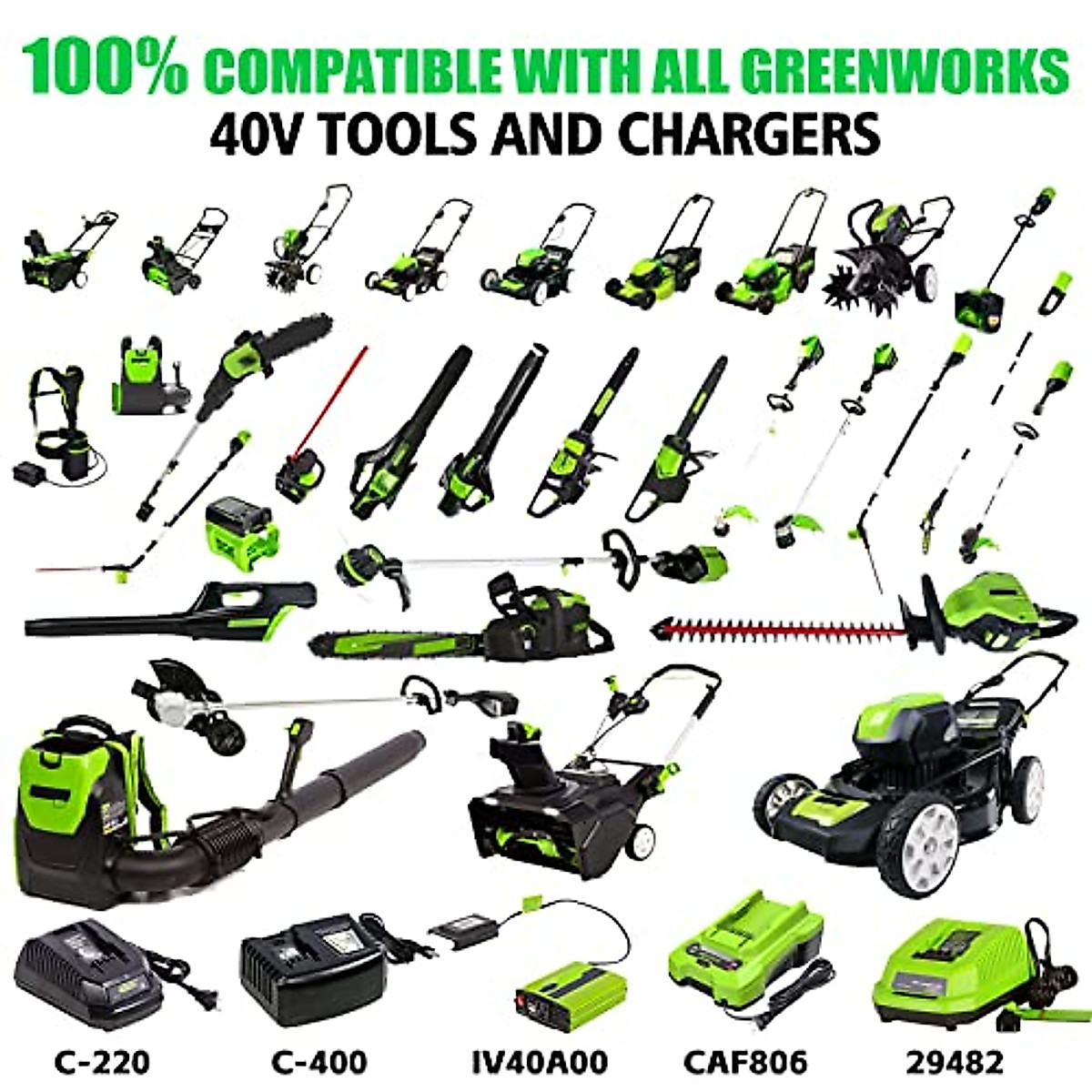 DSANKE 40V 6000mAh 29472 Lithium Battery Replacement for GreenWorks 40V Battery 29472 29462 Battery GreenWorks 40V G-MAX Power Tools 29252 20202 22262 25312 25322 20642 22272 27062 21242