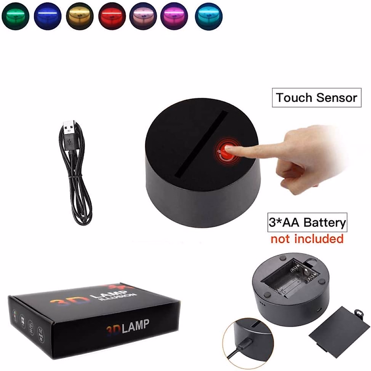 OAKFIN 3D Led Illusion Lamp JoJo's Adventure Guido Mista 3D Night Lights LED Lampara Anime Manga Visual Lamp Lights Kids Gift Bedroom Doll Lighting 7-Color Touch PXJD