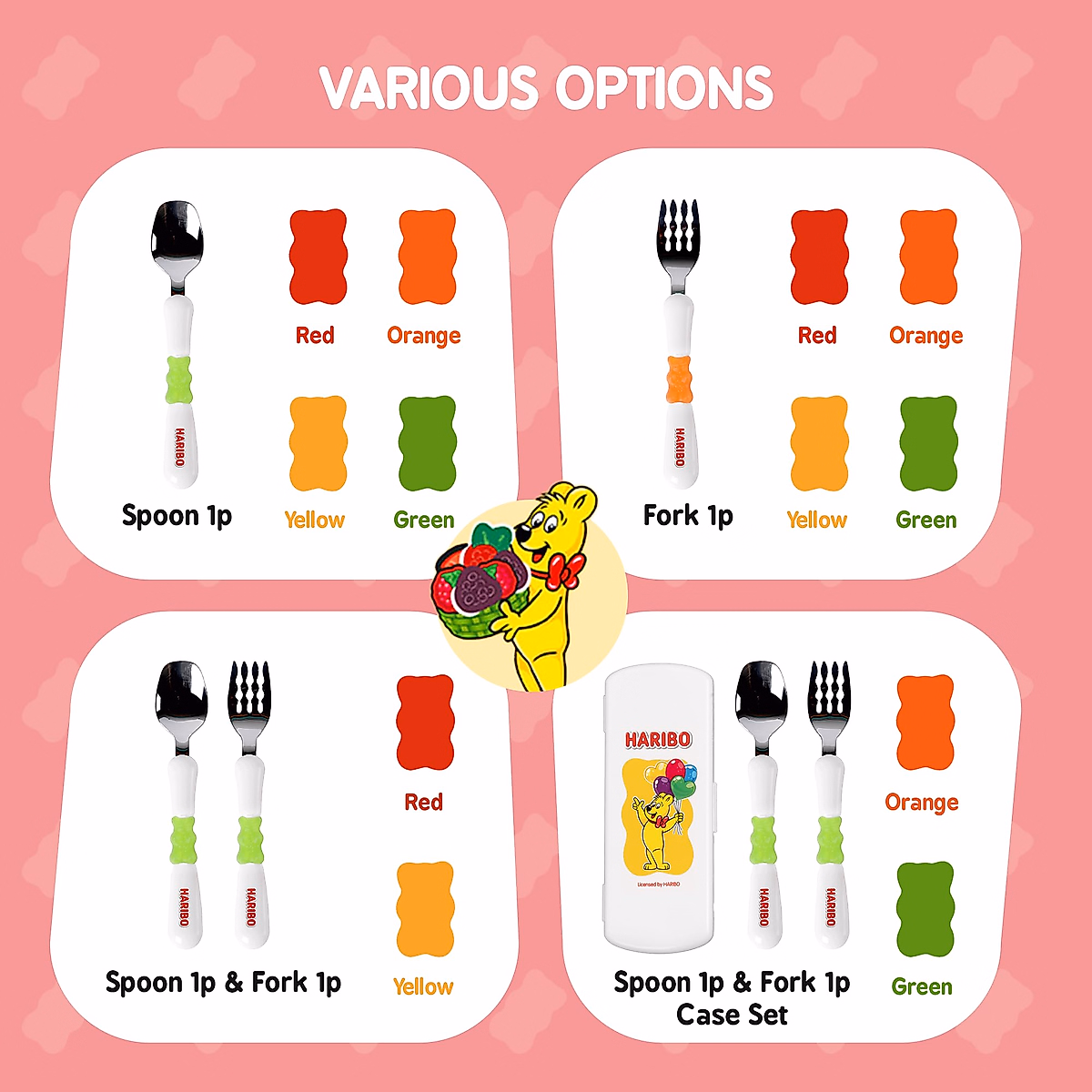 HARIBO Goldbear Fork - Kids & Toddlers Plastic Flatware with HARIBO Goldbear Figure Handle, Kids Eating Utensils for 4 years + Child, BPA Free Silverware for Kids (Green)