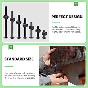 Keadic 85Pcs M6 20/30/40/50/60/70/80mm Baby Bed Screws Hardware Replacement Kit, Hex Socket Head Cap Screws Nuts for Furniture Cots Beds Crib, 1 Hex Key for Free - Black High Speed Steel