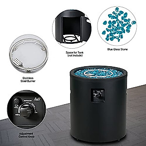 BALI OUTDOORS 23 inch Propane Gas Fire Pits, 50,000 BTU Round Gas Fire Pit with Fire Glass, Column Fire Bowl for Outdoor, Garden, Patio, Backyard
