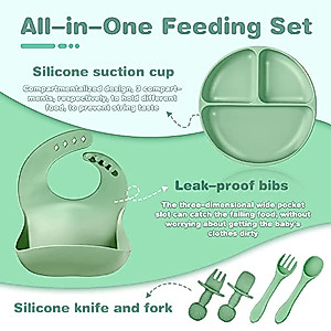 ANAVIL 8 Pack Baby Feeding Set, Silicone Toddlers Weaning Feeding Sippy Cup with Straw and Lid Baby Feeding Supplies Set