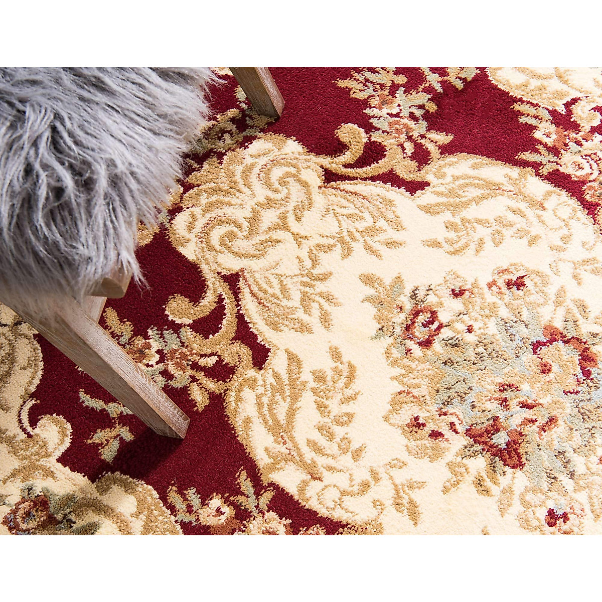 Unique Loom Versailles Collection Area Rug - Charles (5' 3" x 8' Rectangle Red/Cream)