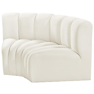 Meridian Furniture 103Cream-S2B Arc Collection Modern | Contemporary Modular Sofa with Soft Cream Velvet, Deep Channel Tufting, Modular Design, 60 W x 33 D x 30 H, Cream