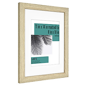 MCS Studio Gallery Set-of-7 Gallery Wall Picture Frames in Natural Woodgrain, 11x14, 8x10 & 5x7, Rectangle Photo Frames for Photos, Posters & Art Prints (7-Pack)