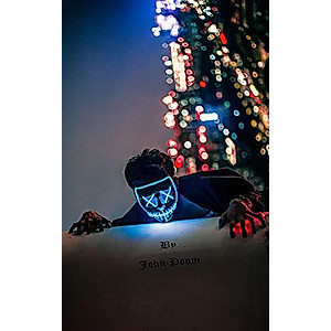 Party dress Bar Dress Street Dance Mask Play Mask Halloween Mask Glow Mask Ghost Fire Mask LED Mask (blue)...