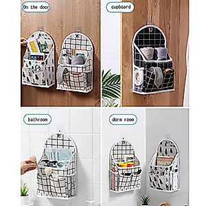 UJLN Wall Hanging Storage Bag, Waterproof Over The Door Closet Organizer Hanging Pocket Linen Cotton Organizer Box Containers for Bedroom, Bathroom, Kitchen, Office (TPYE D)