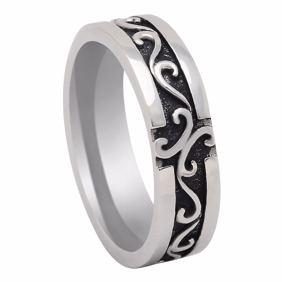 Ginger Lyne Collection David Keltic 6mm Stainless Steel Antiqued Wedding Band Ring Size 7