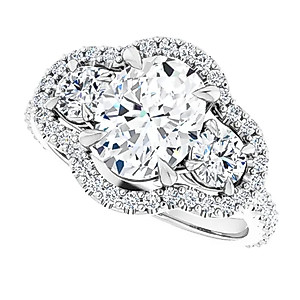 ERAA Jewel 3 CT Oval Colorless Moissanite Engagement Ring, Wedding/Bridal Ring Set, Solitaire Halo Style, Solid Gold Silver Vintage Antique Anniversary Promise Ring Gift for Her (8.5)