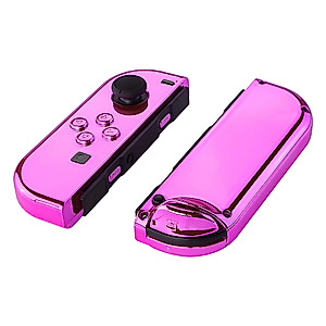 eXtremeRate DIY Replacement Shell Buttons for Nintendo Switch & Switch OLED, Chrome Pink Custom Housing Case with Full Set Button for Joycon Handheld Controller - Console Shell NOT Included