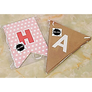 Inkdotpot Oh Baby Pre-Assembled Cursive Bunting Flags Metallic Silver Baby Shower Decor Gender Reveal Bunting Banner