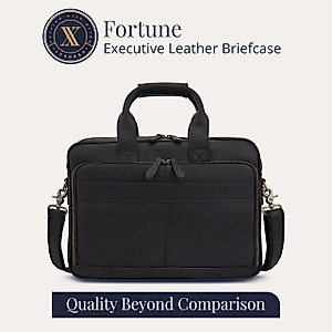 Luxorro Full-Grain Leather Briefcases for Men, Fits 15.6" Laptops, Black Leather Laptop Bag For Men, Leather Laptop Briefcase For Men, Mens Briefcase, Leather Bag For Men, Leather Computer Bag For Men
