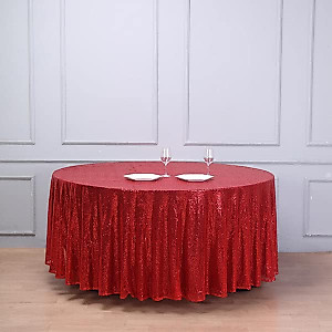 Tableclothsfactory 108" Wholesale Premium Red Table Cover Sparkly Sequin Round Tablecloth for Wedding Banquet Party Home Decor