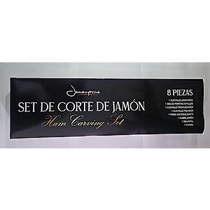 Iberico Ham Set with Ham Carving Knife, Boning Knife, Paring Knife, Knife Steel, Apron, Cover and Jamon Serrano Tongs - Slicing Knife for Meat Cutting - Chef Knife Set With Bag - Serrano Ham Knife