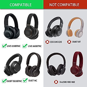 Live 650 BTNC Ear Pads, Replacement Protein Leather Earpads Memory Foam Ear Cushions Pads for JBL Lifestyle E65BTNC Live 650BTNC Tune 660BTNC Duet NC Noise-Cancelling Headphones - Leather Black