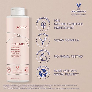 Joico InnerJoi Strengthen Shampoo and Conditioner | For Damaged, Color-Treated Hair | Sulfate & Paraben Free | Naturally-Derived Vegan Formula | 33.8 oz