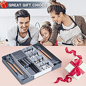 Kitchen Drawer Organizer, Silverware Flatware Organizer, Large Expandable Cutlery Organizer & Knife Drawer Organizer, Kitchen Utensil Drawer Organizer