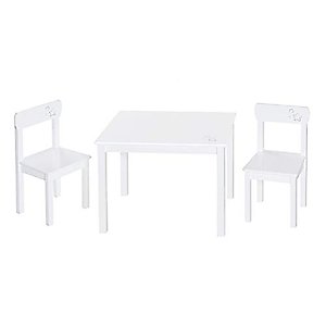 Roba: Table & 2 Chair Set: Little Stars - White Wood - Children's Seating Group, Toddler & Kids, Ages 2+