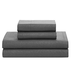 King Size Comforter Set 8 Piece Bed in a Bag with Bed Skirt, Fitted Sheet, Flat Sheet, 2 Pillowcases, 2 Pillow Shams, King, Greek Key Gray