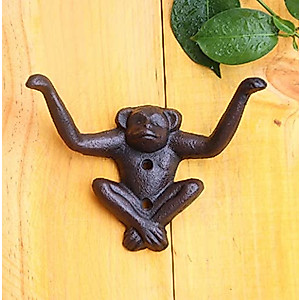 lanyinxianzi Rustic Cast Iron Monkey Hook Wall Hanger Decor Wall Key Holder Towel Holder