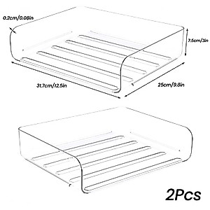 Tomorotec Desk Letter Tray Set, A4 Size Clear PET Stackable Document Organizer Office Desktop File Paper Holder Book Storage Rack Side Load Anti-Skid Stacking Support Convex Bottom (2X Landscape)