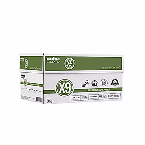 Boise® X-9® Multi-Use Print & Copy Paper, Letter Size (8 1/2" x 11"), 92 (U.S.) Brightness, 20 Lb, White, 500 Sheets Per Ream, Case Of 10 Reams