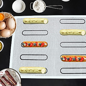 Firsmat 2 Pk Perforated Eclair Mesh Mat Silicone baking mats for Bread Tartlets Cookies Oven Sheets (11-4/5" x 15-3/4")