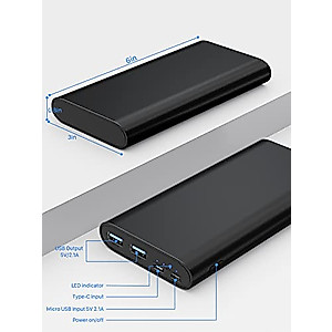 OHZHAO Portable Charger Power Bank 26800mAh, (Upgrade Large Capacity Battery) with Dual Input Ports Support Dual Fast Charging, 2 USB Ports for iPhone, iPad, AirPods, Samsung,Android and More,Black