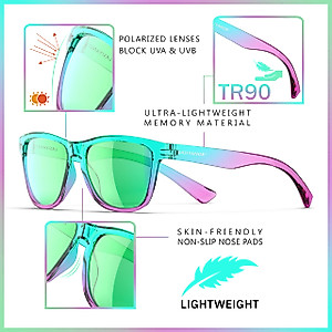 Lasiyanor Lightweight TAC Square Round Polarized Sunglasses TR90 Frame UV400 Trendy Designer Sun Glasses Men and Women