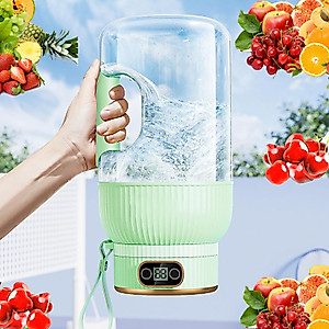 Yulyoie Multifunctional Portable Juicer Cup with Digital Display, Portable Smoothie Blender on the Go, Juice Cup Blender, USB Rechargeable (blue)