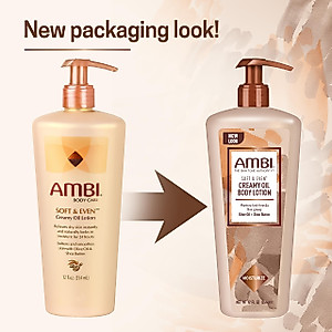 Ambi Soft & Even Creamy Oil Body Lotion | Dry Skin Relief | Fast-Absorbing | No Greasy After Feel | 12 Ounce