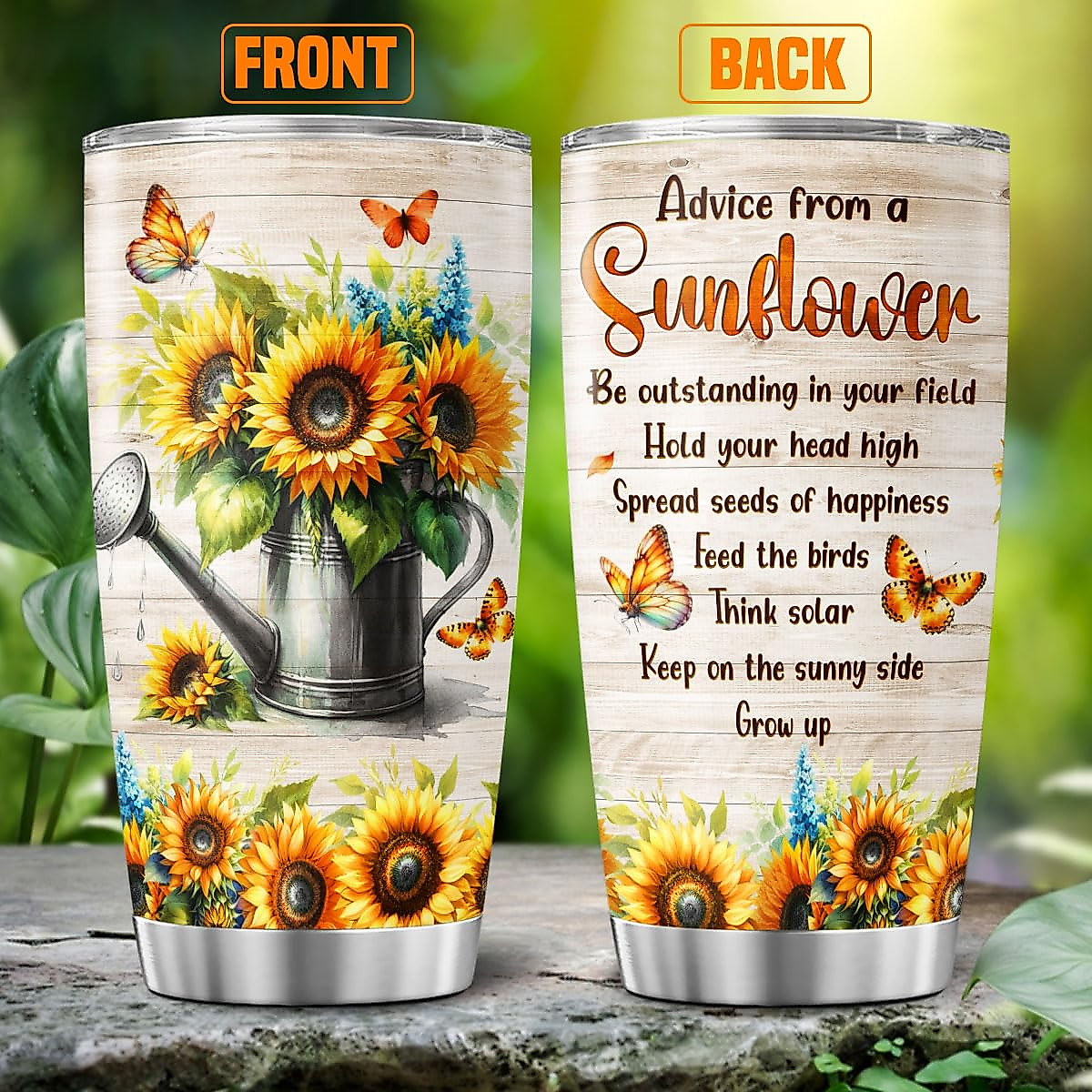JENOIS Sunflower Gifts, Sunflower Advice, Floral Cups Flower, Tumbler 20 Oz With Lid And Straw