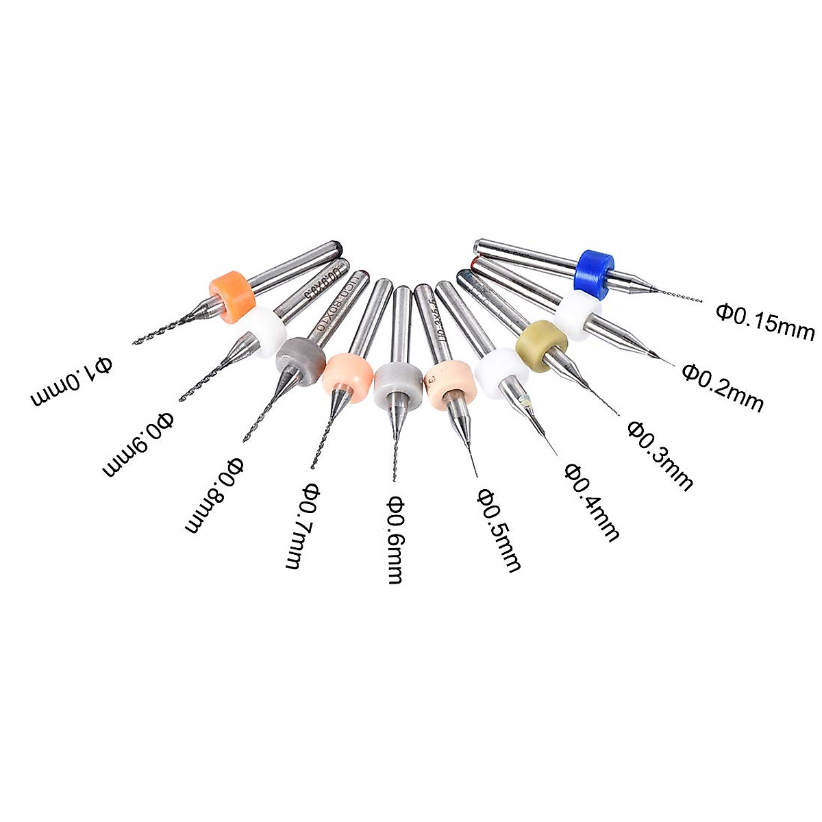 uxcell PCB Drill Bits 0.15mm-1.0mm Tungsten Carbide Rotary Tool Jewelry CNC Engraving Print Circuit Board Micro Drill Bits 1/8 Inch Shank 2 Set (20 Pcs)