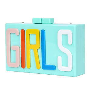 Shiratori Women Evening Clutch Bag, Acrylic Square Box Shoulder HandBags For Wedding Party Tote Purse (Green)