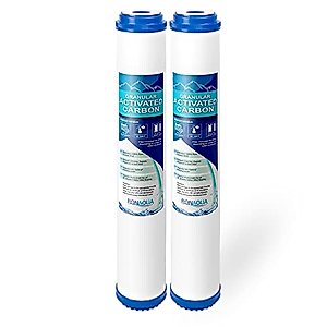 Standard Whole House Coconut Shell Granular Activated Carbon Water Filter 20” x 2.5” Fits 20” x 2.5” Housings. Remove Chlorine and Bad Odor. Compatible with EP-20, HX-CB-25-2010, F3WCB32 Pack of 2