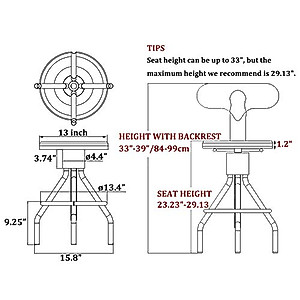 LOKKHAN 3-Piece Bar Table (38.6"-48.4") & 2 Backrest Stools (24"-30") Set for Pub Kitchen Dining Living Party Bistro Breakfast, Swivel Top, Height Adjustable, Most Weld, Space-Saving