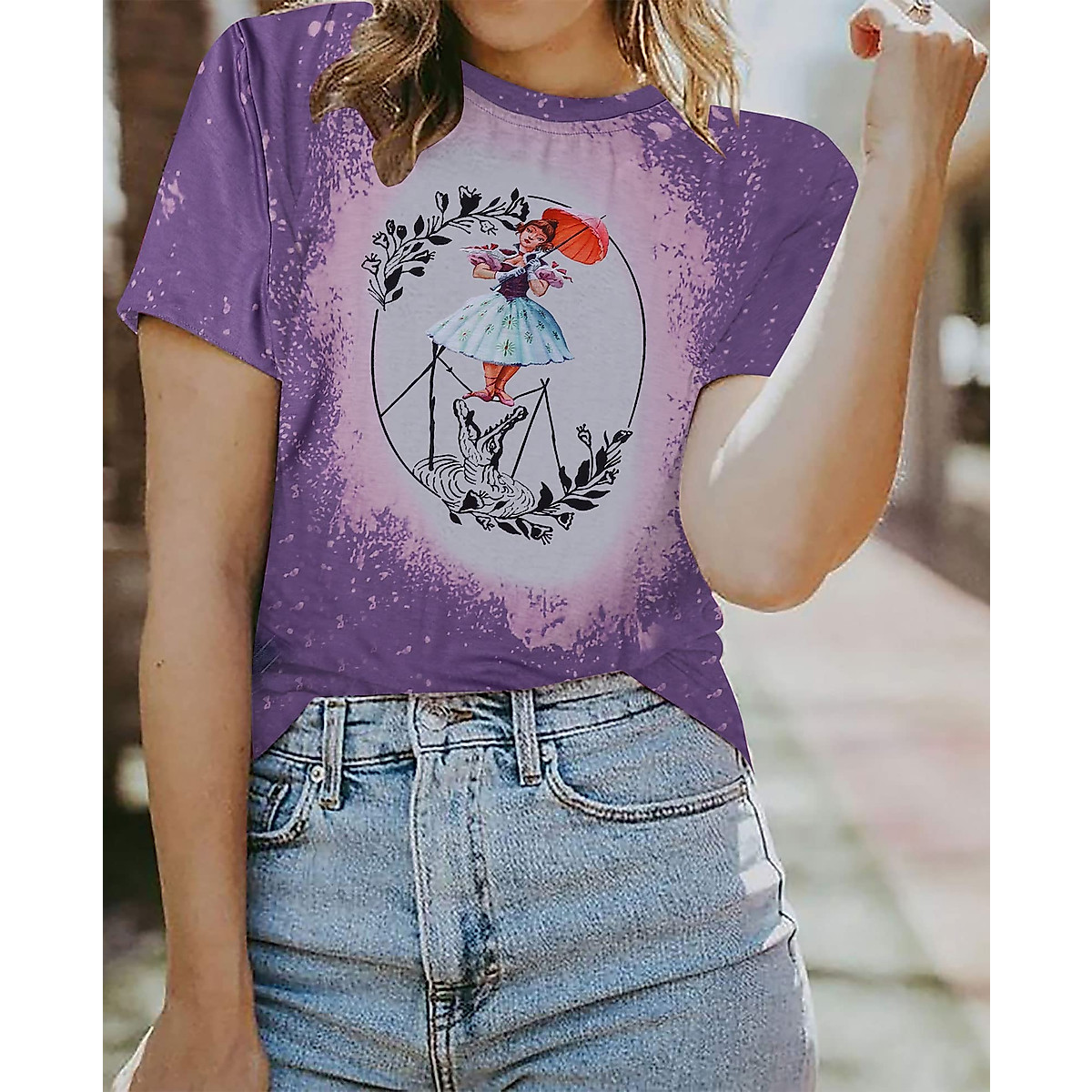 Beware of Hitch Hiking Ghost Shirt Women Funny Halloween Shirt Haunted Mansion Tshirt Fall Short Sleeve Top Purple