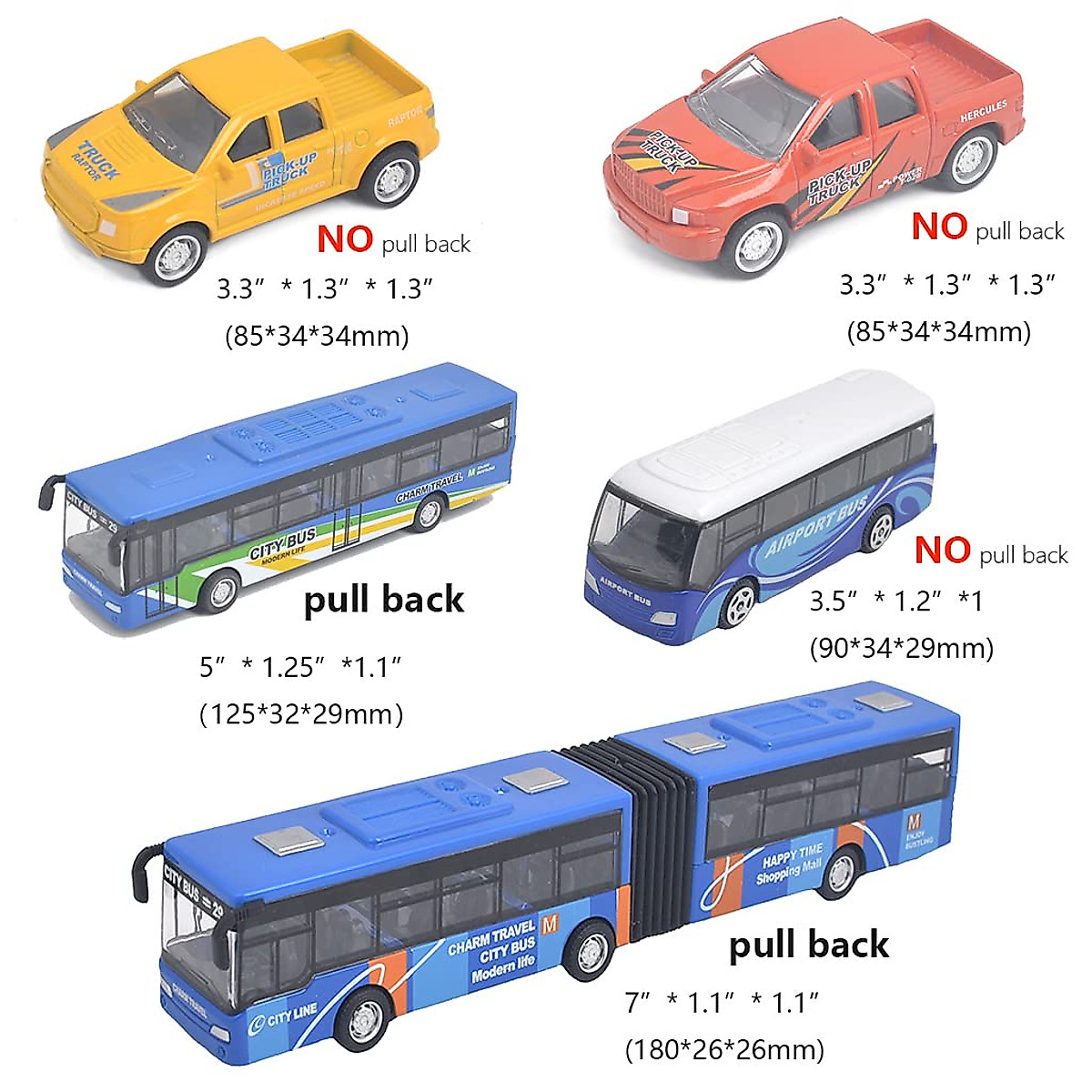 Ailejia Die Cast Metal Toy Cars Set of 5, New York City Bus and Vehicle for Boys Girls Birthday Gift