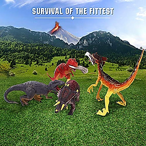 Mini Tudou 10 PCS Dinosaur Building Blocks, Realistic Dinosaur Toys Figurine to Create Dino World Including T Rex, Triceratops, Velociraptor, Educational DIY 3D Puzzle Model Toy Set for Kids & Adults
