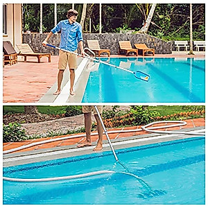 SubClap Portable Pool Vacuum - Spa Jet Vacuum Cleaner with Pole & Skimmer Net for Above Ground & Inground, Telescopic Pole Rake Leaf Skimmer Clean Swimming Pool Hot Tub with Net Bag (No Garden Hose)