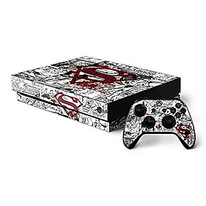 Skinit Decal Gaming Skin Compatible with Xbox One X Console and Controller Bundle - Officially Licensed Warner Bros Superman Comic Logo in Red Design