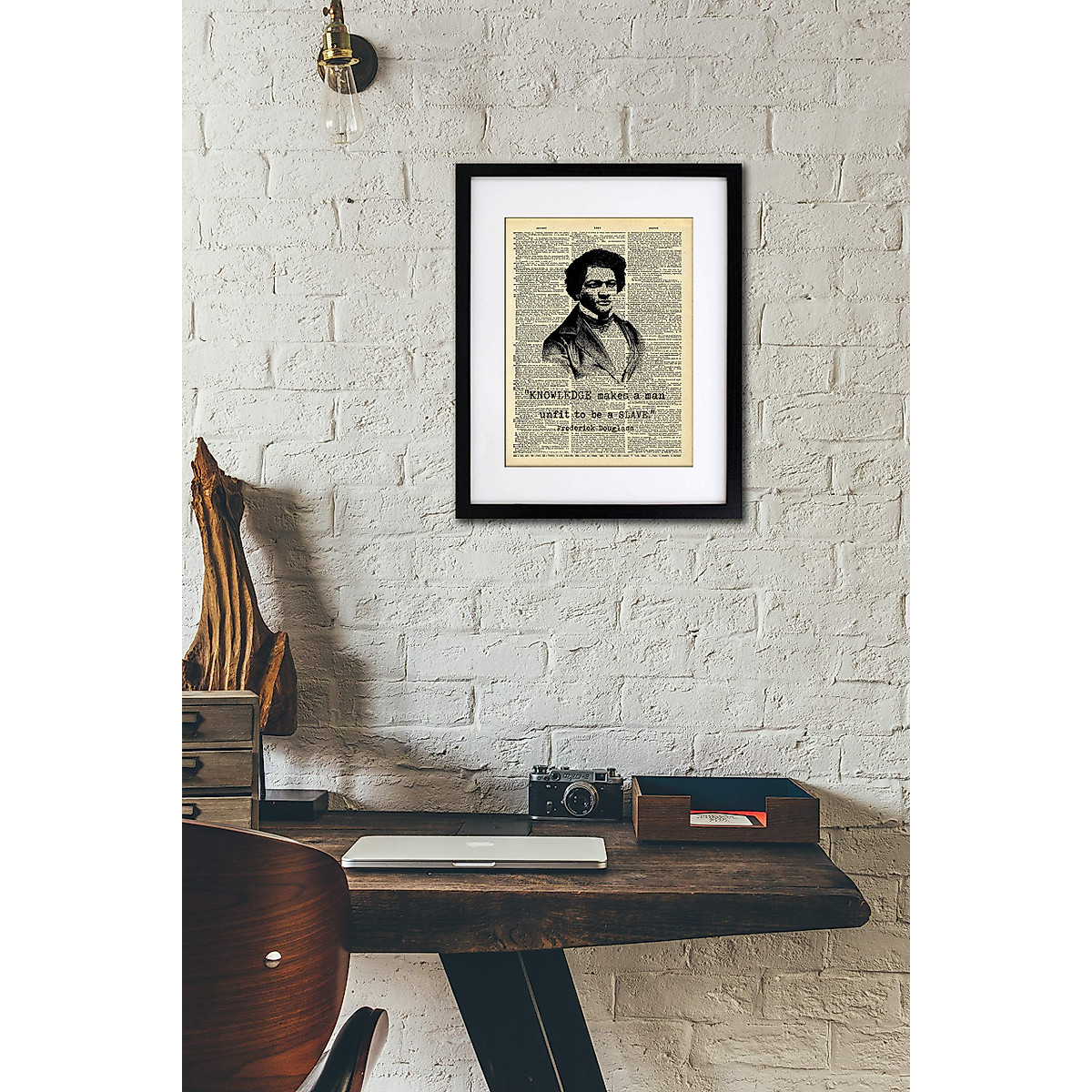 Frederick Douglass - Knowledge Slave Quote Art - Authentic Upcycled Dictionary Art Print - Home or Office Decor (D296)