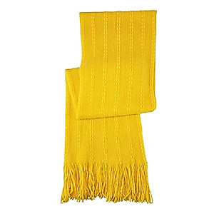 BRUCERIVER Women's Knit Scarf & Glove Set Touchscreen Function Cashmere Feel Cable Design (Lemon Yellow)