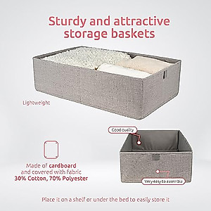 Compactor Clothing Storage Containers, Kids Toy Storage Organizer, Basket for Clothes, Accessories, and Books, Grey - Large