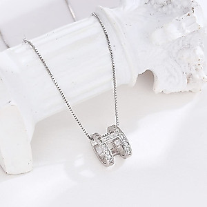 XUDEJUN Classic Letter Design 925 Sterling Silver Chain Necklace for Women(D)…