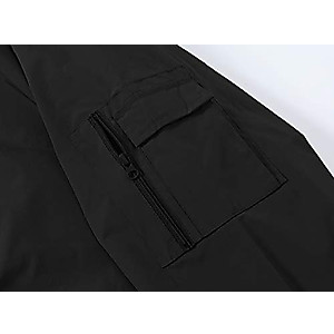 TBMPOY Men's Windproof Bomber Jackets Lightweight Track Jackets Spring Casual Windbreaker Outdoor Coat Black XL